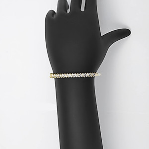 Cowlyn Open Cuff Bangle Cubic Zirconia Classic Tennis Bracelet 14K Gold Plated Jewelry for Women Women