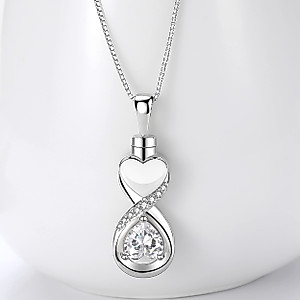 SOLOLIKE Infinity Heart Cremation Jewelry for Ashes: Sterling Silver Urn Necklaces for Women - Ashes Keepsake Pendant Memorial Jewelry Gifts for A Loss of Loved Ones