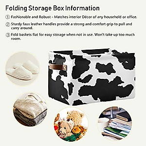 AUUXVA Rectangle Storage Basket Animal Cow Print Collapsible Storage Bin Laundry Hamper Toy Organizer for Bedroom Shelf Nursery Home Closet & Office
