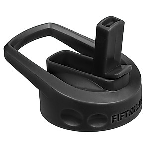 FIFTY/FIFTY A68002BK0 Wide Mouth Cap Lid Water Bottle with Straw, Plastic, Black