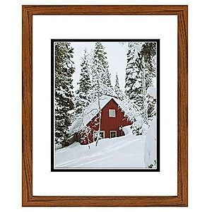 Golden State Art, 11x14 Brown Wood Frame with White Over Black Double Mat - Displays 8x10 Photos - Real Glass, Sawtooth Hangers, Back Turn Buttons - Wall Mounting, Landscape, Portrait
