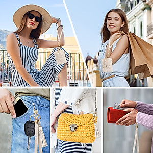 KNGITRYI Small Wallet for Women RFID Card Holder Keychain,Wristlet Wallet Card Wallets for Women (Beige)