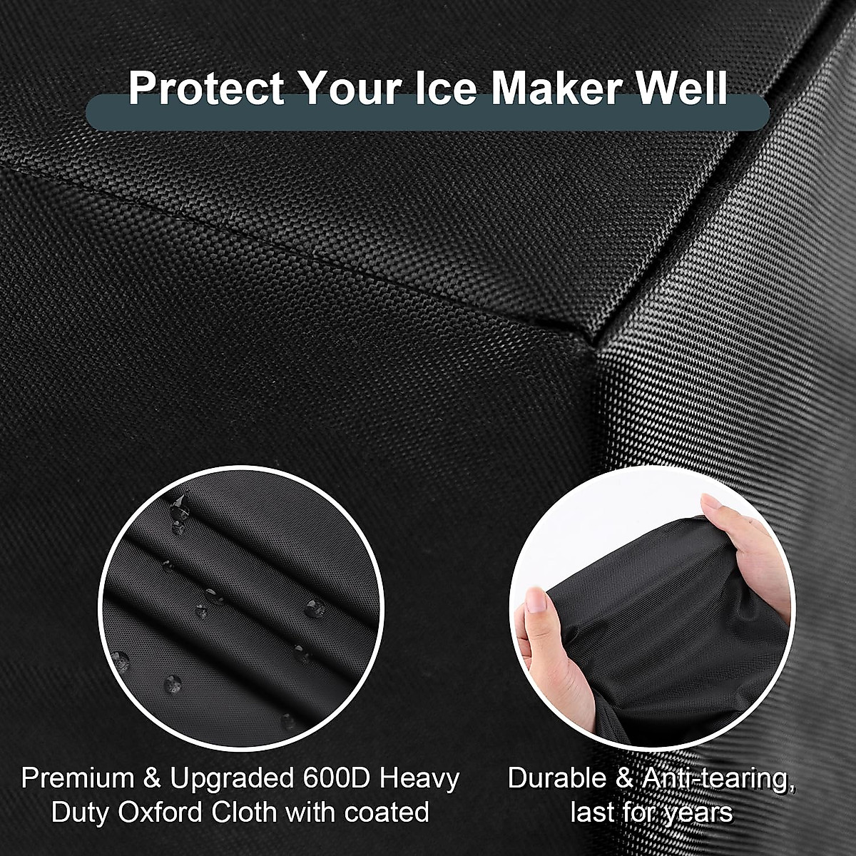FlexiDapt Ice Maker Cover, Universal Waterproof Shield for Countertop Appliances in Home, Garage and Office, Black