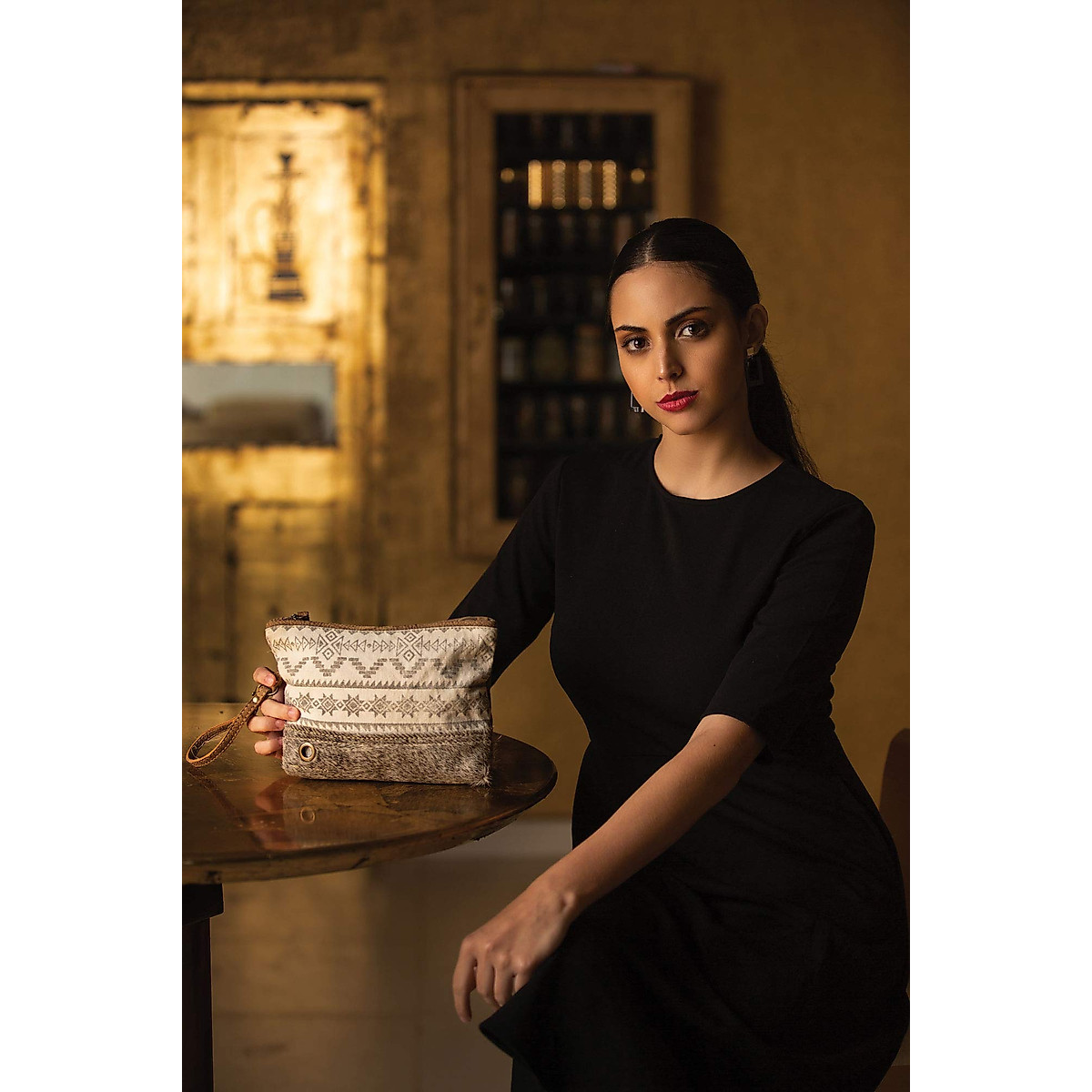 Myra Bag Foxy Tribe Upcycled Canvas Wristet Pouch Bag S-1240