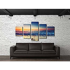 Pyradecor 5 Piece Large Modern Seascape Artwork Gallery Wrapped Ocean Sea Beach Pictures Canvas Prints Waves Paintings on Canvas Wall Art for Living Room Bedroom Home Decorations L