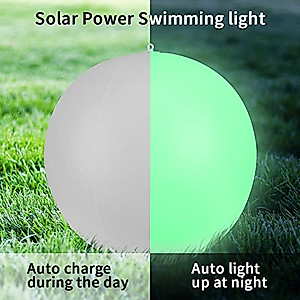 Blibly Floating Pool Lights Solar Powered, 14 inch Pool Lights That Float, Inflatable Waterproof Led Light Pool Balls, Solar Pool Lights for Outdoor Swimming Pools Garden Lawn Party Decor (4 Pack)