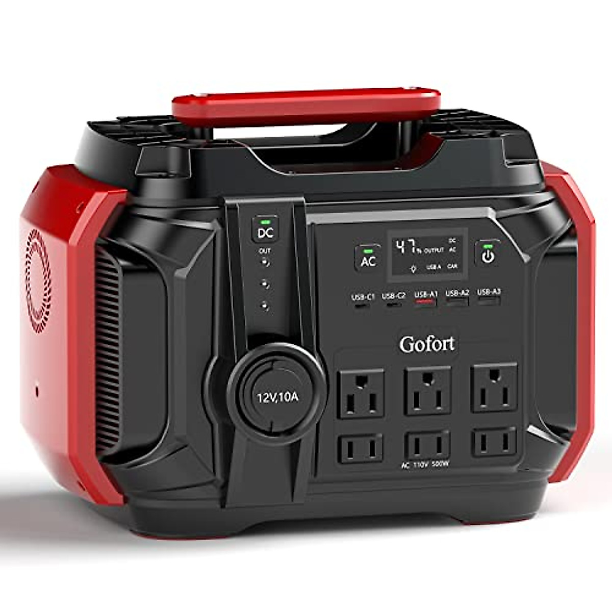 GOFORT 500W Portable Power Station 540Wh Power Supply Peak 1000W, 6*AC 110V Outlets, PD 60W Portable Battery Pack Solar Generator for Home Backup Outdoors CPAP RV Camping Fishing