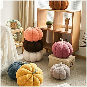 Eoieov Fall Pumpkin Decoration Pillows for Bed Sofa Plush Pumpkin Pillows Halloween Decorations for Home Couch Car and Bedroom Playroom,Caramel,11"