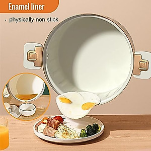 Non-stick Enamel Micro Pressure Cooker, 8L Large Capacity Non-stick Pan Pressure Cooker, Push-Pull Lock Pressure Cooker Soup Stew Pot Enamel Soup Pot, Multifunctional Time Saving Stockpot (8L_White)