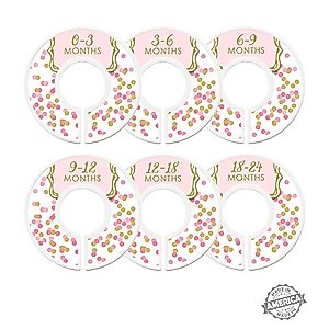 Modish Labels Baby Clothes Size Dividers, Baby Closet Organizers, Size Dividers, Baby Closet Organizers, Closet Dividers, Clothes Organizer, Girl, Pink, Gold, Confetti, Dots, Clean Modern (Baby)