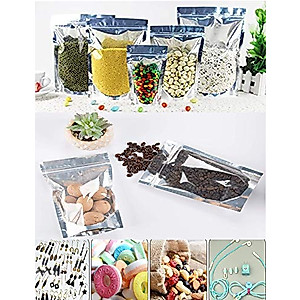7.1x10.2" Candy Bags, 100PCS Stand Up Aluminum Foil Bags,Smell Proof Bags,Reclosable Airtight Foil Bags,Reusable Food Pouches Bags with Zip Lock,Sealable Treat Bags for Snacks Beans Coffee Dry Fruit