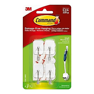Command Small Wire Toggle Hooks, Damage Free Hanging Wall Hooks with Adhesive Strips, No Tools Wall Hooks for Organization in Living Spaces, 4 White Hooks and 5 Command Strips