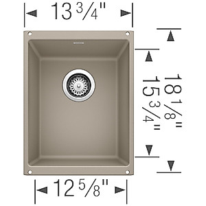 BLANCO 517676 PRECIS SILGRANIT Medium Undermount Kitchen Sink, Truffle