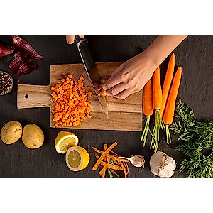 Tefal Ice Force K232S574 Wooden Block with 5 Slots and 5 Knives: Bread Knife 20 cm / Chef Knife 20 cm / Santoku Knife 18 cm / Paring Knife 11 cm / Carving Knife 9 cm