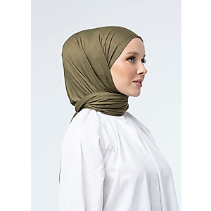 SWANISTANBUL Jersey Hijab Scarf for Women - Quality Head Scarf Wrap for Girls - Fashion Muslim Women Hijab Scarves Headwear for Everyday Use - 55cm x 170cm - Khaki