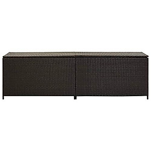 Festnight Garden Storage Deck Box Brown Poly Rattan Storage Cabinet with Water Resistant Lining Garden Organizer for Patio Lawn Backyard Outdoor Indoor Furniture 78.7 x 19.6 x 23.6 Inches (W x D x H)