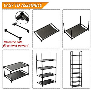 Been5le 8-Tier Shoe Rack Storage Organizer, Sturdy and Durable Shoes Shelf Stores up to 16 Pairs (Black)