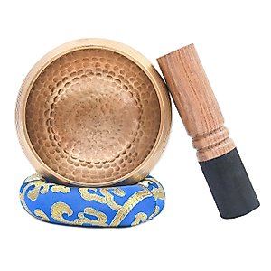 Tibetan Singing Bowl Set - 4.5” inches Sound Bowl Meditation Set - Meditation Bowl with Random Cushion and Mallet - Cuencos Tibetanos for Sound Bath and Healing