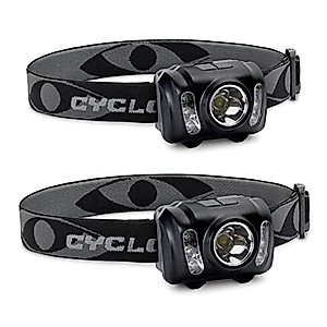 CYCLOPS 210 Lumen Headlamp, Tactical Durable Lightweight Compact Adjustable Stretch Headband Bright 3 Color LED Headlight, AAA Batteries Included, Pack of 2