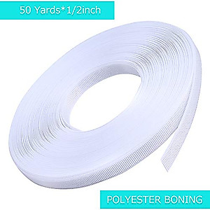 Sntieecr 1/2 Inch x 25 Yard White Polyester Boning for Sewing, Through Low Density Boning for Wedding Dress, Nursing Caps, Corset, Bridal Gowns, Party Gowns, Lingerie, Swimwear, Hats and Handbags