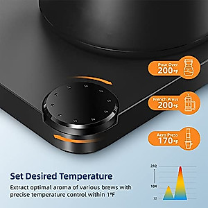 Gooseneck Electric Kettle, 0.9L Electric Tea Kettle with Temperature Control & Holding, 1200w Fast Boiling Hot Water Kettle, Stainless Steel Pour-Over Kettle for Coffee & Tea, Auto Shut off