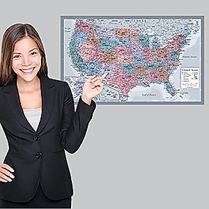 USA Map Poster - United States Map Chart [Purple] (Laminated, 18" x 29")
