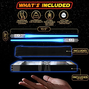 SaberChops Lightsaber Chopsticks Star Wars Gifts LED Light Up Reusable Light Saber Removable Handle Dishwasher Safe Red & Blue 2 PAIRS & FREE Millennium Falcon Keychain Bottle Opener,Red & Blue