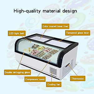 Commercial Gelato Display zer with LED Lighting, 6-Pan Ice Cream Dipping Cabinet, Clear Top and Front, Fast Cooling Small Size, Ideal for Ice Cream Shops and Cafes, White Finish