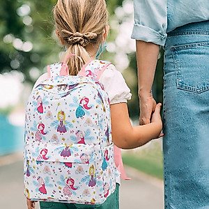 LOIDOU Kids Backpack Girls Preschool Kindergarten Elementary Backpacks with Lunch Box Kids Fairy School Bags BookBag Set