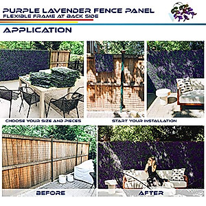 Windscreen4less 20" x 20" Artificial Purple Lavender Outward Fence Panel 4 Pcs