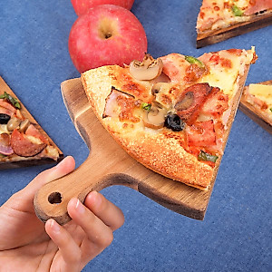 12 Inches Round Bamboo Pizza Plate Set, 6 pcs 6 Inches Bamboo Triangle Pizza Pie Plates, Round Dish Platter Stack-able Wooden Pizza Plate Bamboo Board Set