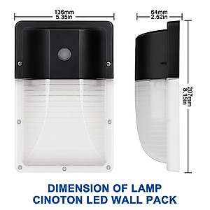 CINOTON 15W LED Wall Pack Lights with Dusk to Dawn Sensor, 1600LM[100-277Vac/100W HID/HPS Equiv.] IP65 Waterproof Outdoor Security Flood Lighting for Garage Warehouse Garden Barn 5000K-Daylight 2 Pack