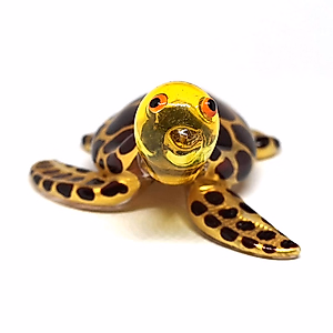 ZOOCRAFT Collectible Sea Turtle Blown Art Glass Figurine Coastal Beach Home Decoration Blown