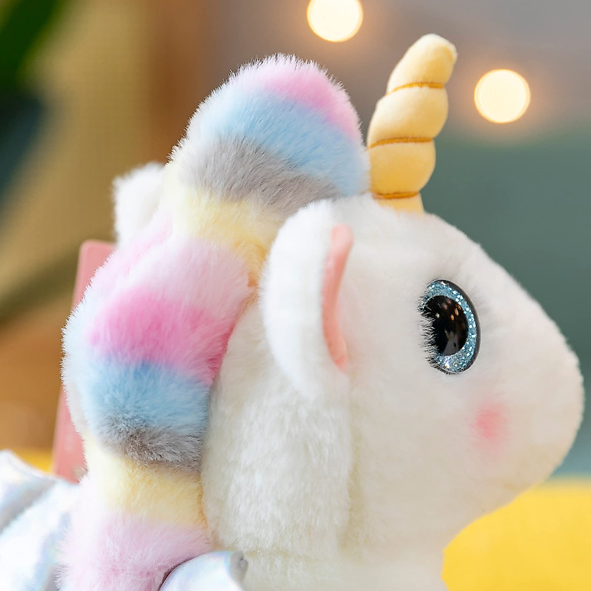 Ruzucoda Plush Unicorn Stuffed Animals with Wings Furry Plushies Unicorns Toys Dolls Decorations 10 Inches (Blue)