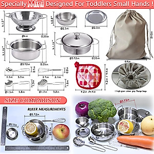 Rupnoflbui Kids Pretend Play Kitchen Toys,Mini Cooking Toys Set Play Kitchen Accessories with Stainless Steel Pots and Pans Set,Pretend Play Food Cooking Utensils Cookware for Girls Boys.11Pcs