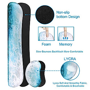 iCasso Keyboard Mouse Pad Set,Extended Gaming Mouse Pad + Keyboard Wrist Rest Support, Memory Foam, Easy Typing Pain Relief, 3Pcs (35.4×15.7 in) Large Ultra Thick Mousepad Desk Mat (Beach)