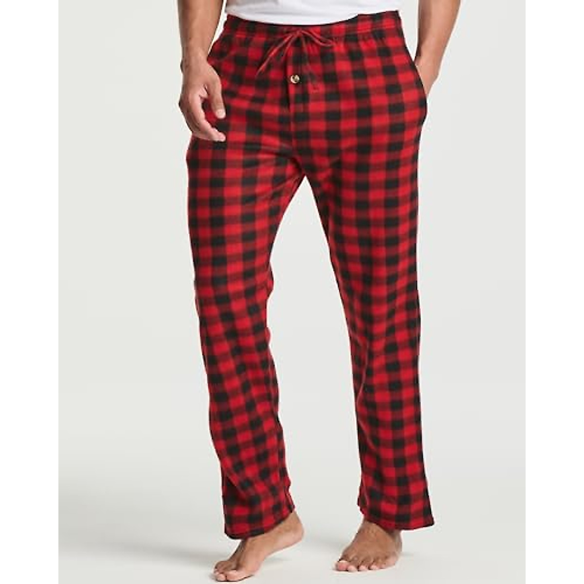 3 Pack: Mens Pajama Pants Lounge Fleece Buffalo Plaid Men PJ Bottoms Sleep Pockets Christmas Microfleece Men Pajamas Pjs Sleeping Sleepwear Night Knit Fluffy Winter Warm Sleeping Fuzzy Set 2-XL