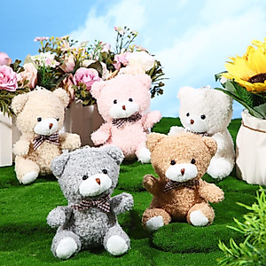 Wettarn 20 Pcs Mini Bears 4 Inch Mini Stuffed Animal Bulk Furry Bear Keychain Plush Cuddly Bear Doll for Boys Girls Birthday Present Stuffers Baby Shower Wedding Party Favors Graduation Decor Gifts