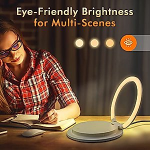 LED Desk Lamp with Wireless Charger，Bedside Lamp with Wireless Charger Compatible with Most Wireless Charging Enabled Devices(White)
