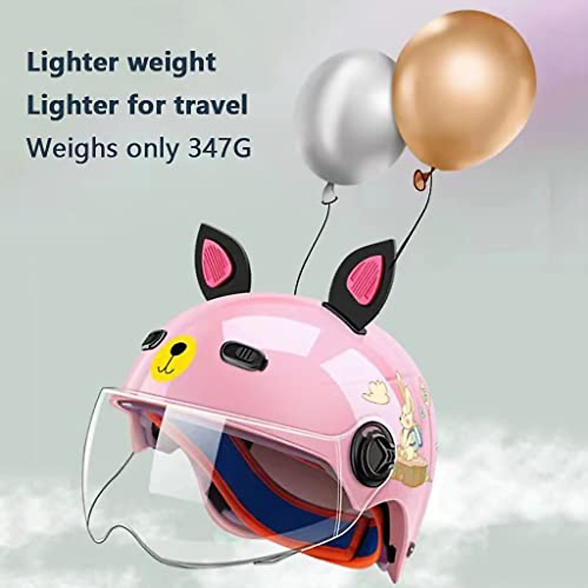 Electric Youth Kids Motorcycle Open Face Helmet, Vespa Retro Sunscreen Half Helmet Release Buckle, 2-14 Years Old Boys Girls Scooter Moped Cruiser Jet 3/4 Vintage Helmet, DOT Approved-B||45-58CM