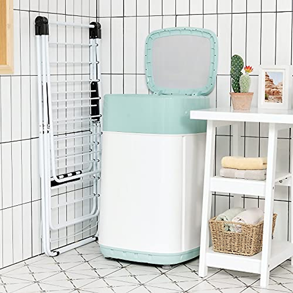 Tangkula Clothes Drying Rack, 2-Level Folding Drying Rack for Indoor Outdoor Use, Foldable Large Drying Hanger w/Height-Adjustable Gullwing, 33 Drying Rails, Sock Clips, Freestanding Laundry Rack