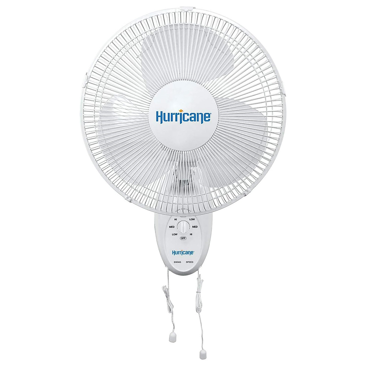 Hurricane Wall Mount Fan - 16 Inch, Supreme Series, Wall Fan with 90 Degree Oscillation, 3 Speed Settings, Adjustable Tilt - ETL Listed, White