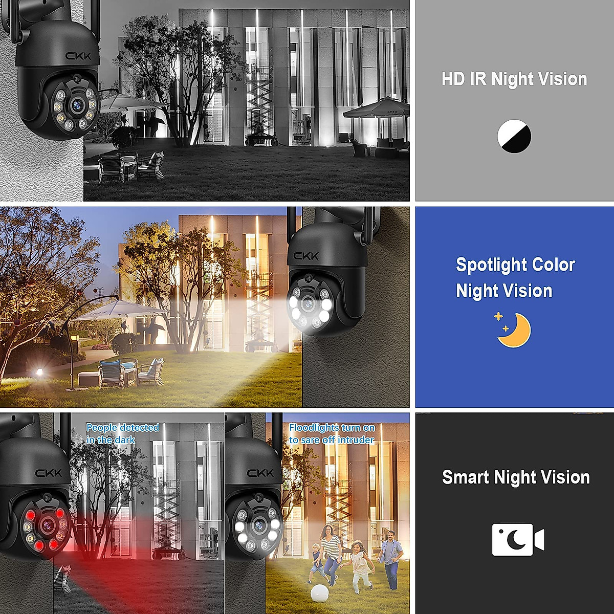 [3K Security Camera Outdoor] Color Night Vision, Wireless PTZ Cameras for Home Auto Tracking, IP66 2-Way Audio,3K WiFi Camera for Indside/Outside Security,Human Detection, 360° View,C102