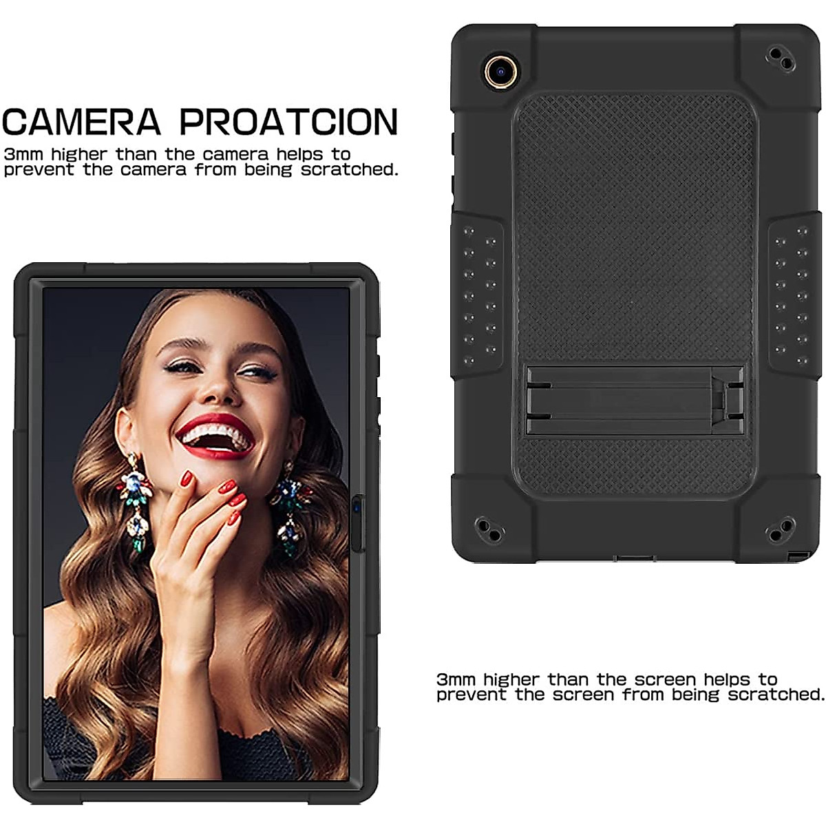 SOATUTO for Samsung Tab A8 Case Drop-Proof Shock-Resistant Rugged Hybrid Kids Friendly Cover Built-in Kickstand for Samsung Galaxy Tab A8 Case 10.5 Inch 2022 SM-X200 SM-X205 SM-X207 (Black+Black)