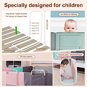 OCBAiLi Bed Rail for Toddlers, Upgrade Reinforced Bed Rail Guard, Toddler Bed Rail, Baby Bed Rail Guard for Adults, Kids, Twin Bed, for Thick Mattress, Metal Bracket, Prevent Falling (Gray, 2 Packs)