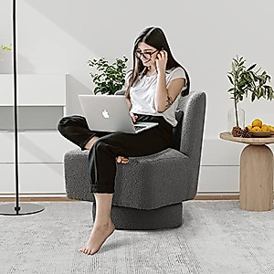 Dxacvkc Swivel Barrel Chair of 2 Comfy Round Accent Sofa Chair for Living Room, 360 Degree Swivel Club Chair with Pillow for Bedroom, Living Room, Office, Gray