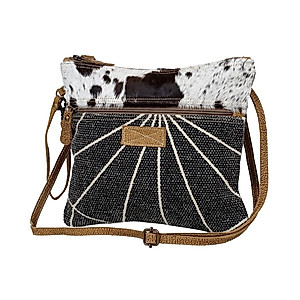 Myra Bag Artless Small & Cross Body Bag Upcycled Canvas, Rug, Leather & Cowhide S-2607