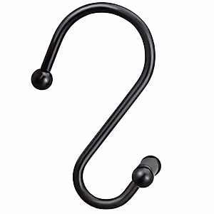 EleCharm Bathroom Decorative Shower Curtain Hook Upgrade T Shape Anti-Slip Shower Curtain Ring Rustproof Multi-use Hangers (Black)