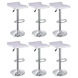 FurnitureR 3-Piece Bar Table Chairs Set, Round Cocktail Table and PU Leather Adjustable Swivel Chairs Barstools, Modern Counter Height, Home Office (White)