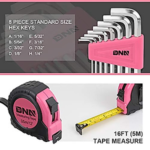 DNA MOTORING 39-Piece Household Tool Set General Repair Small Hand Tool Kit Storage Case for Home Garage Office College Dormitory Use, Pink, TOOLS-00009